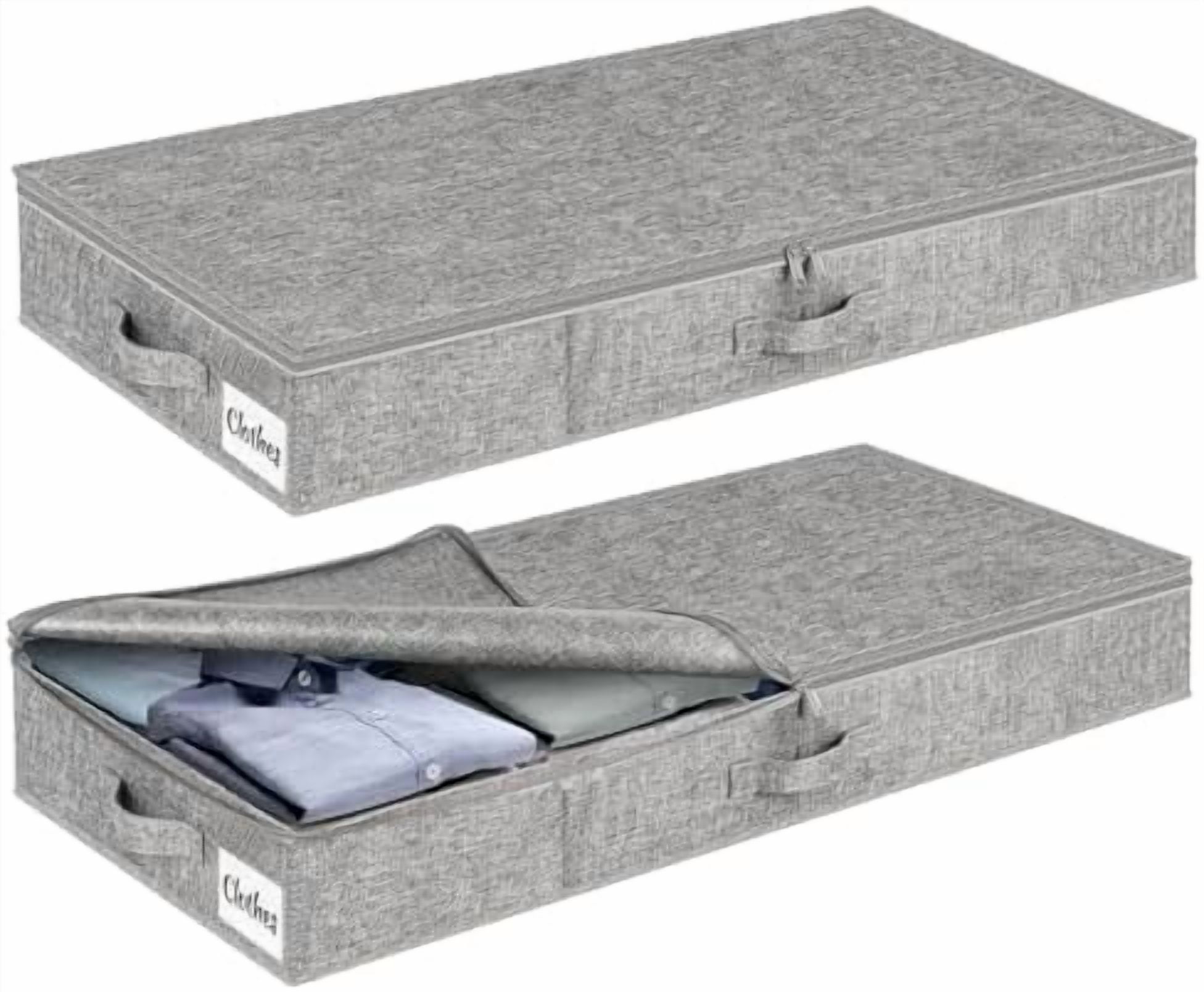 Under Bed Storage Container Bins 2 Pack, Low Profile Foldable Underbed ...