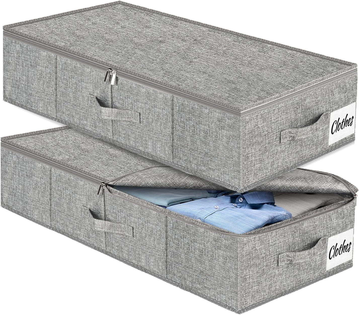 Under Bed Storage Container Bins 2 Pack, Low Profile Foldable Underbed ...