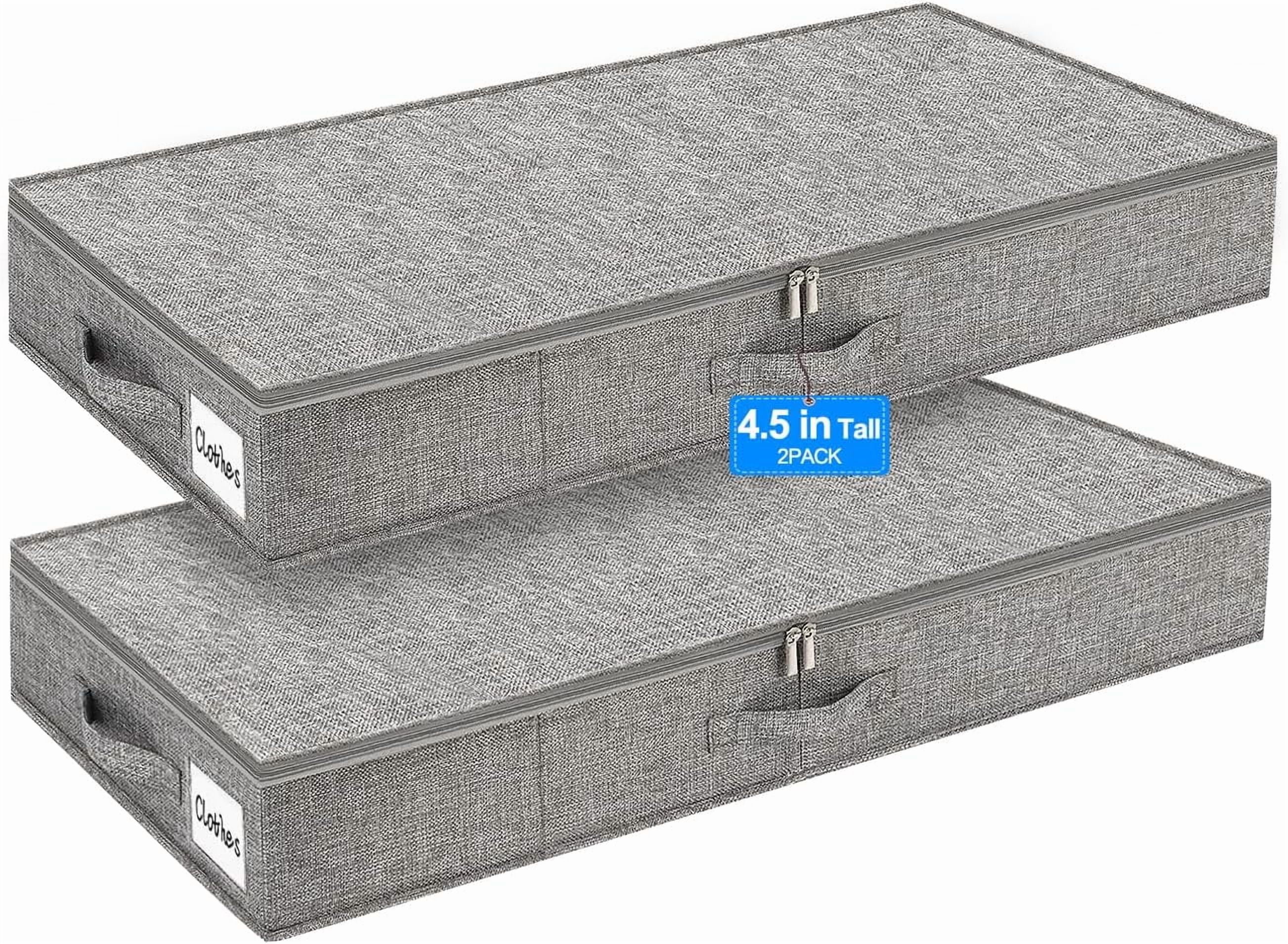 Under Bed Storage Containers, 2 Pack 4.5 Inch Tall Low Profile Underbed ...
