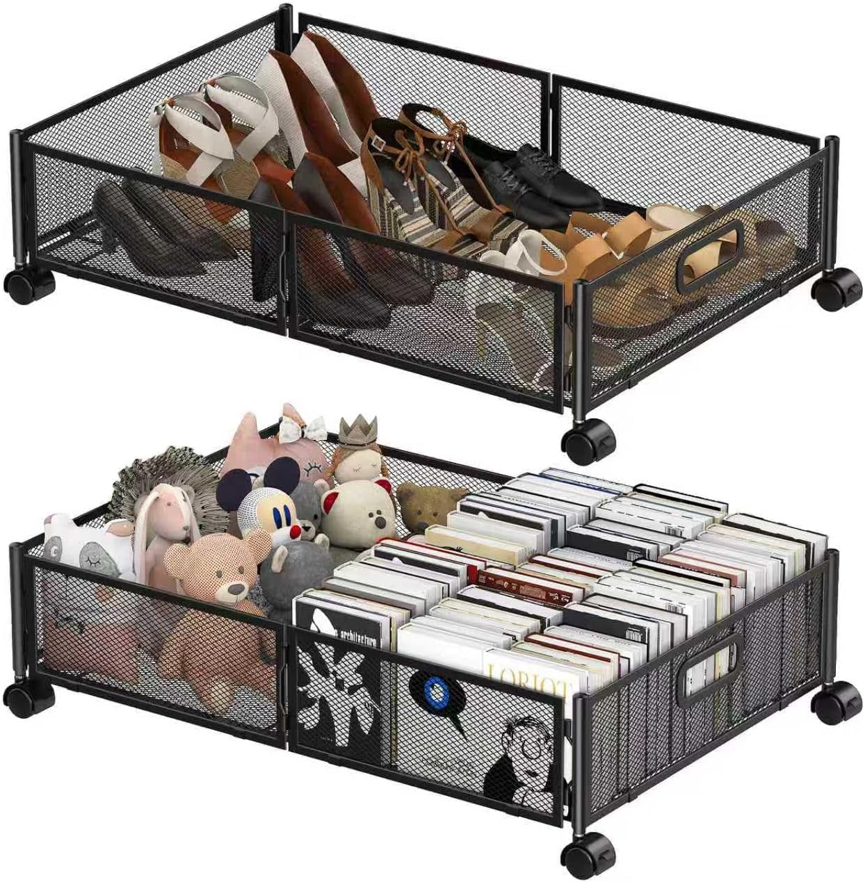 Under Bed Storage Containers,2 Pack Foldable Underbed Storage ...