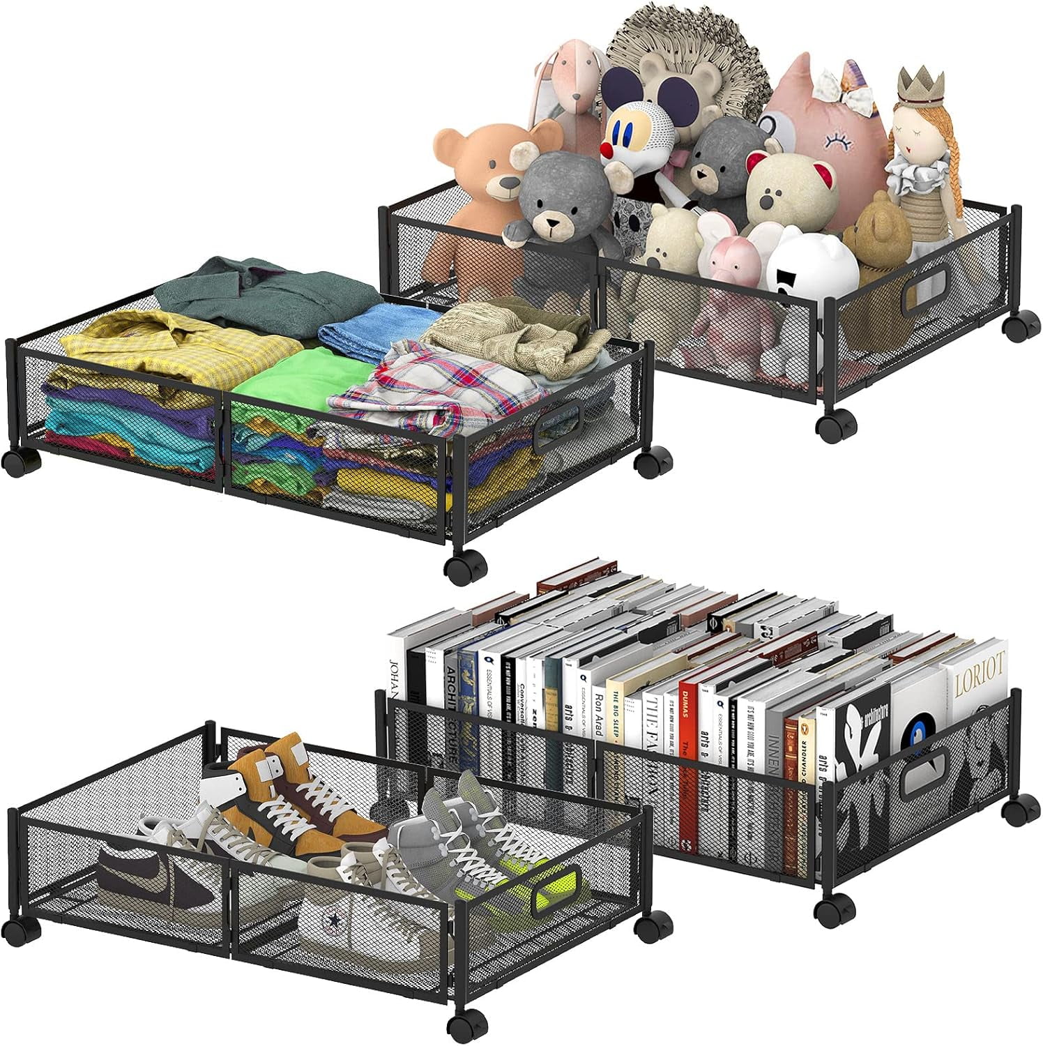 Under Bed Storage Containers,2 Pack Foldable Underbed Storage ...