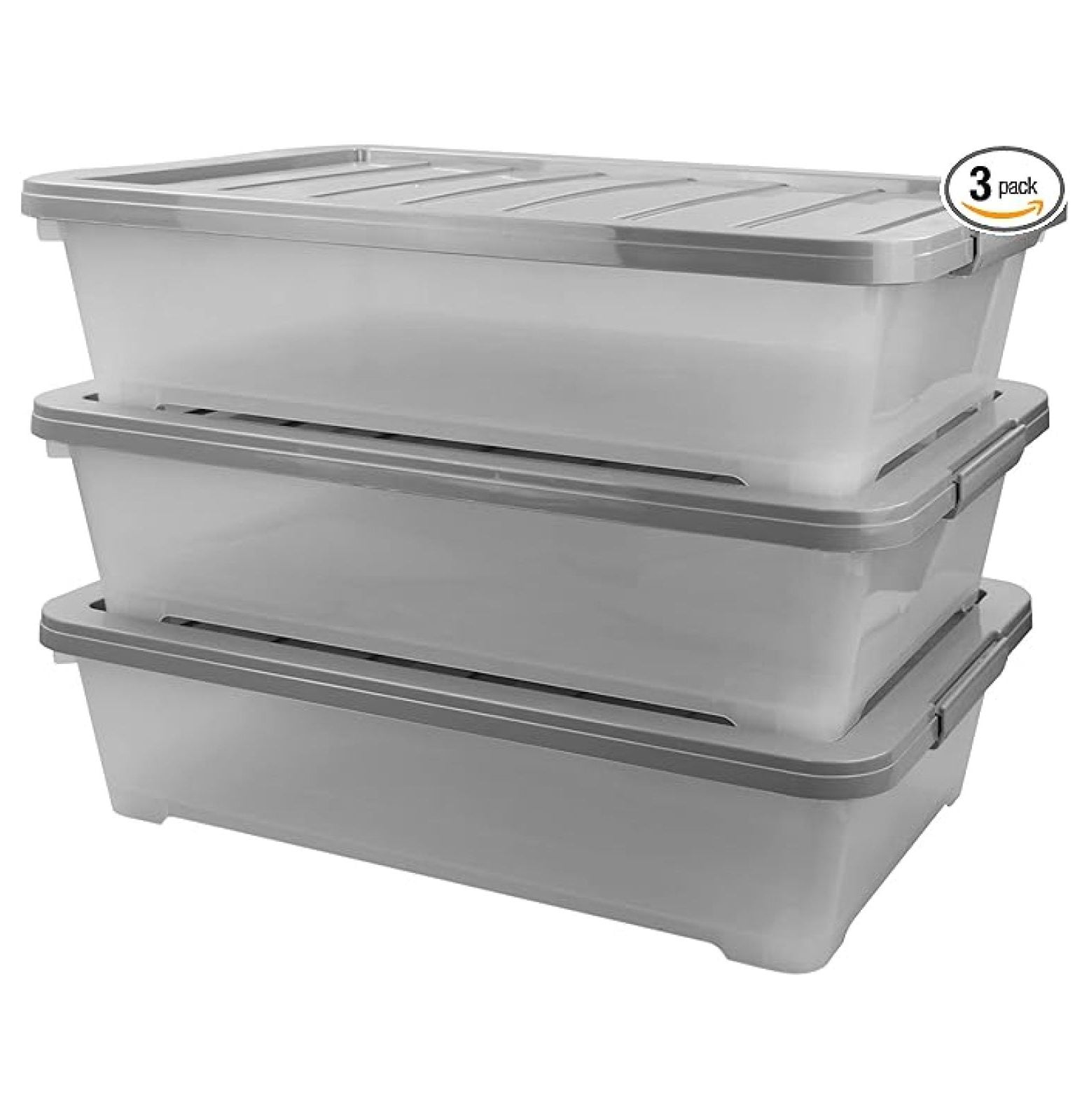 Under Bed Storage Containers 3-Pack - 40 Quart Clear Plastic Storage ...