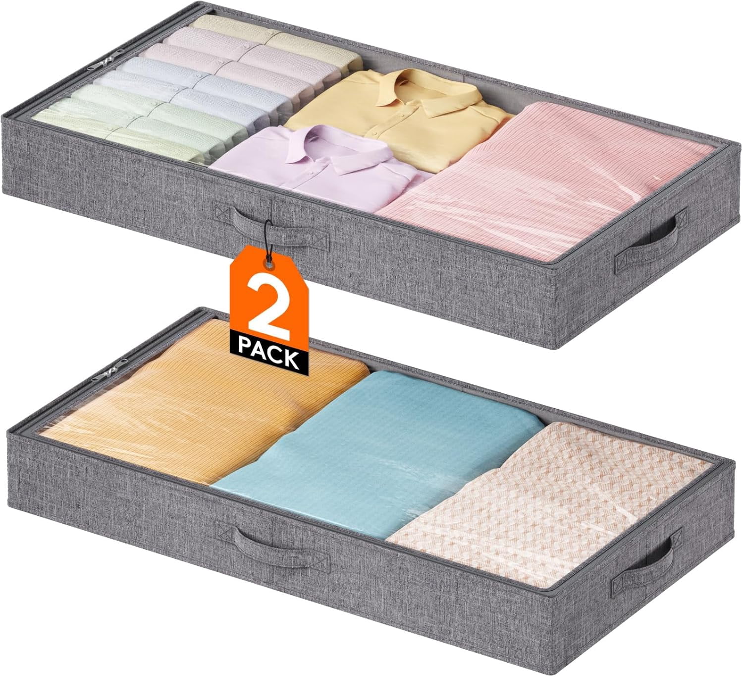 Under Bed Storage Containers, 4.3 Inches Tall Low Profile Underbed ...