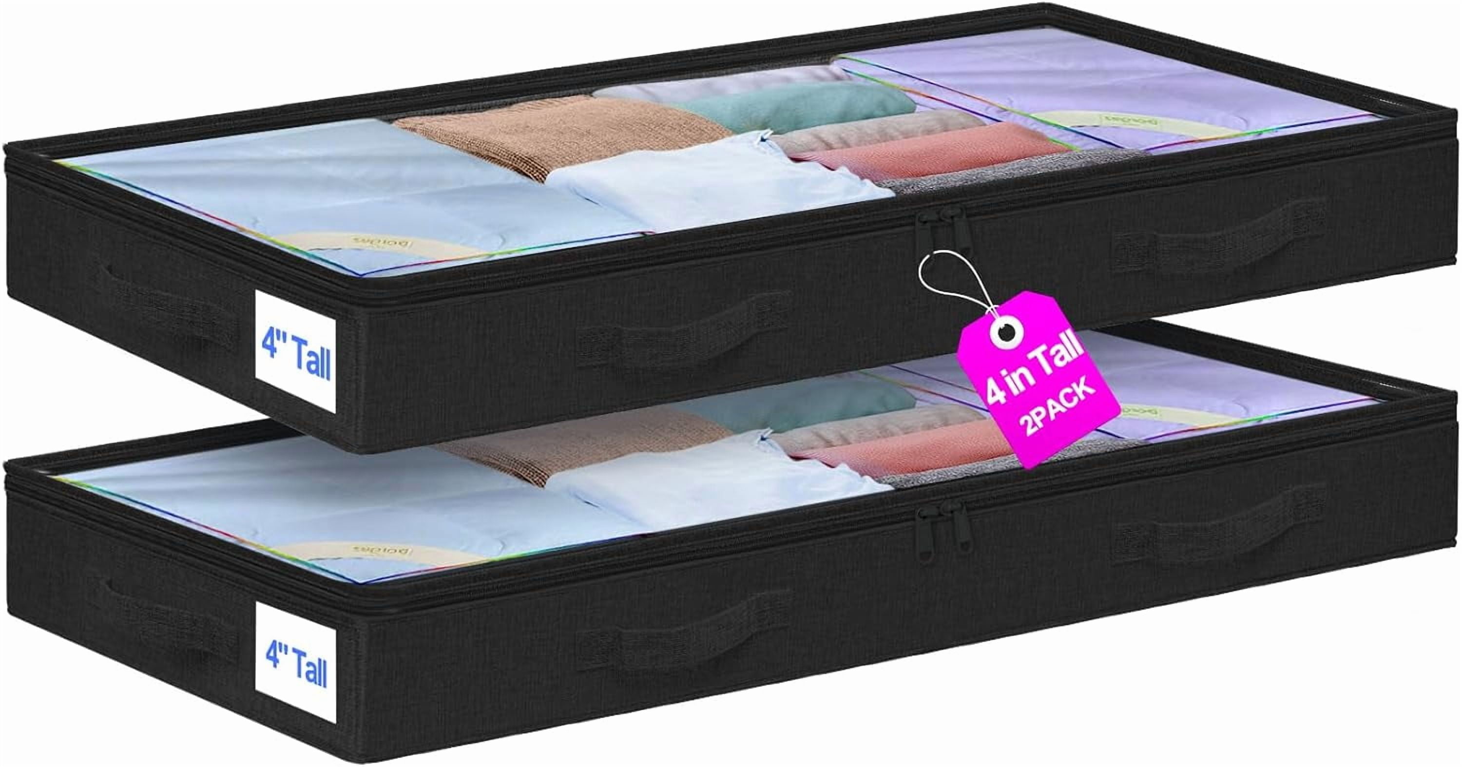 Under Bed Storage Containers, Below 4 Inches Tall Low Profile Foldable ...