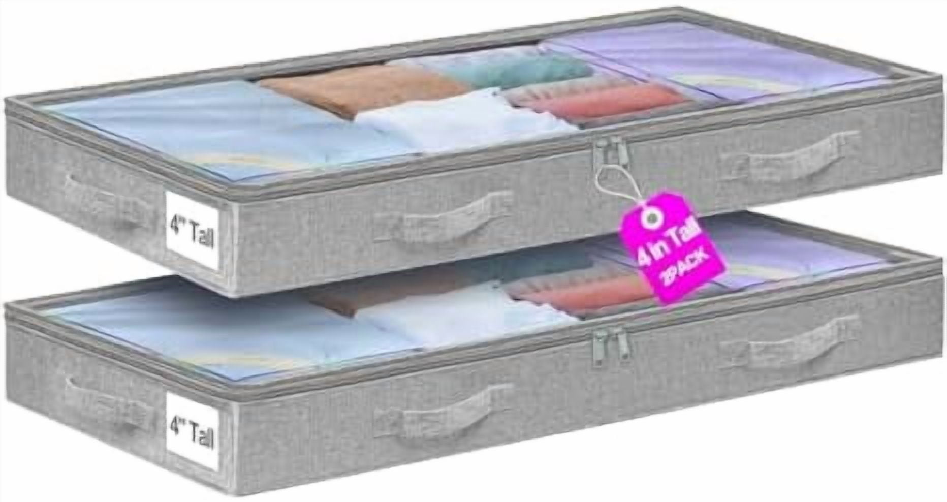 Under Bed Storage Containers, Below 4 Inches Tall Low Profile Underbed ...