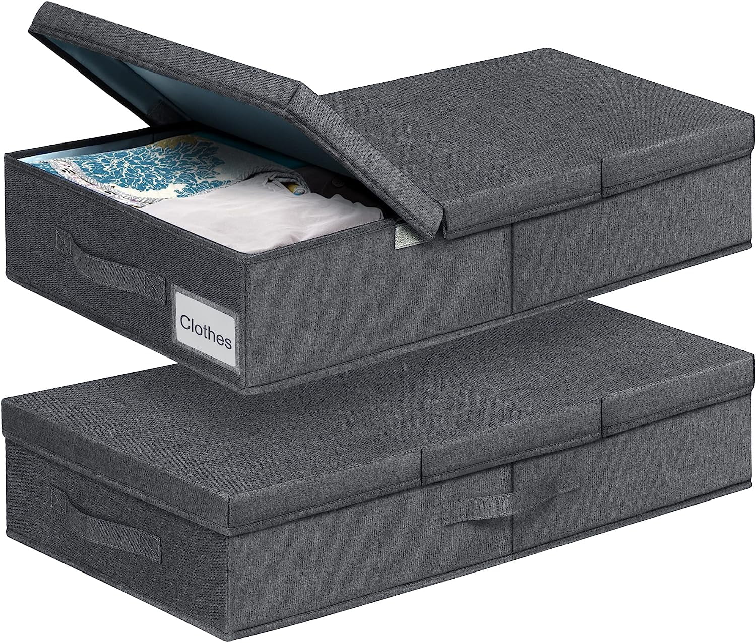 Under The Bed Storage Containers 6 Inch High, 2 Pack Flat Storage Bins ...