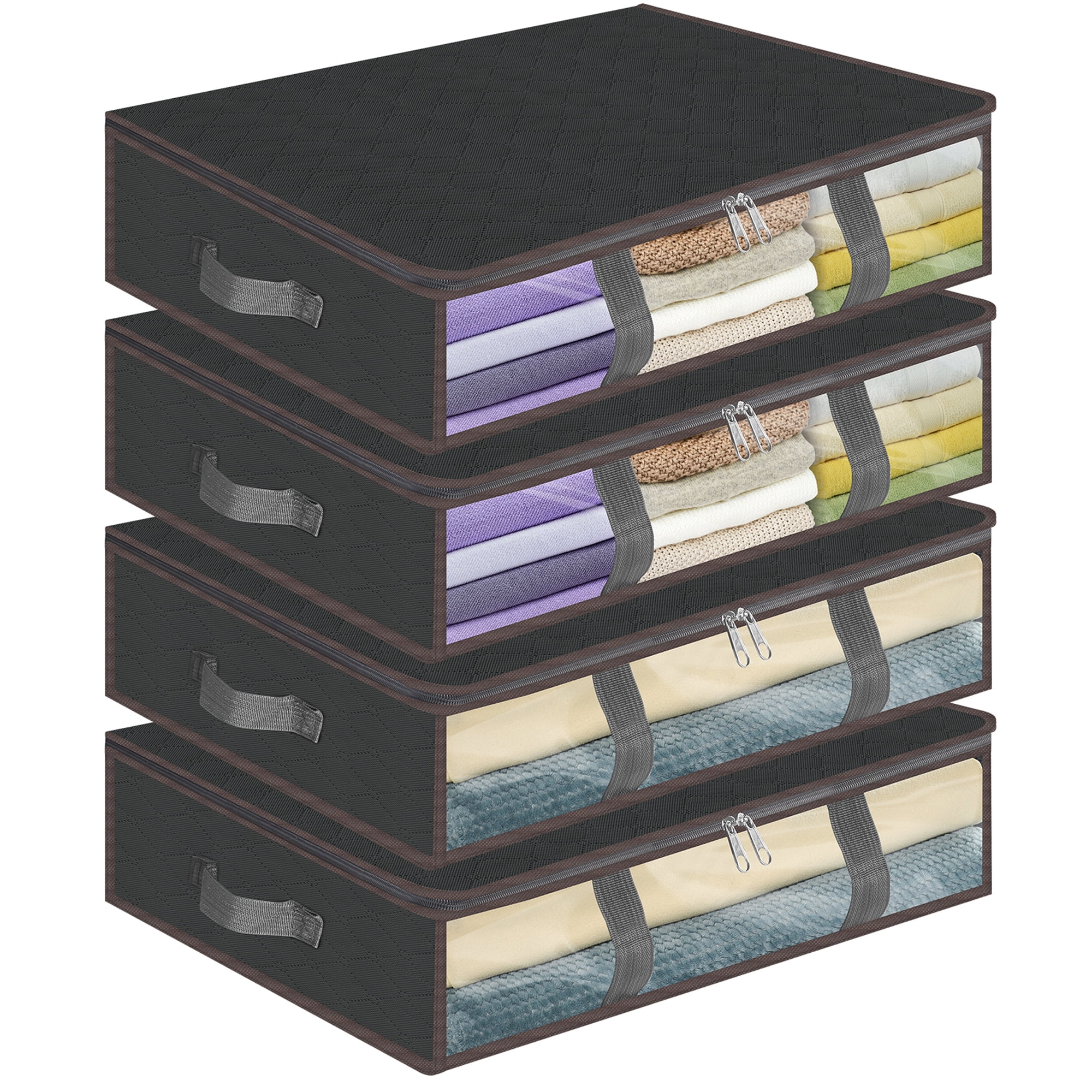 Walmart 4-Pack Underbed Sweater Organizer with Zippers, Flat Thin ...