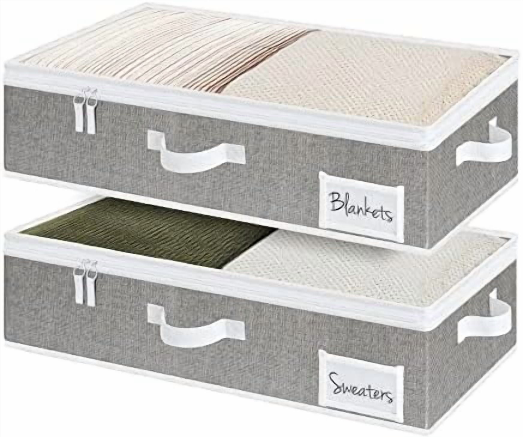 Under Bed Storage Containers with Handles and Label Holder, 2 Pack ...