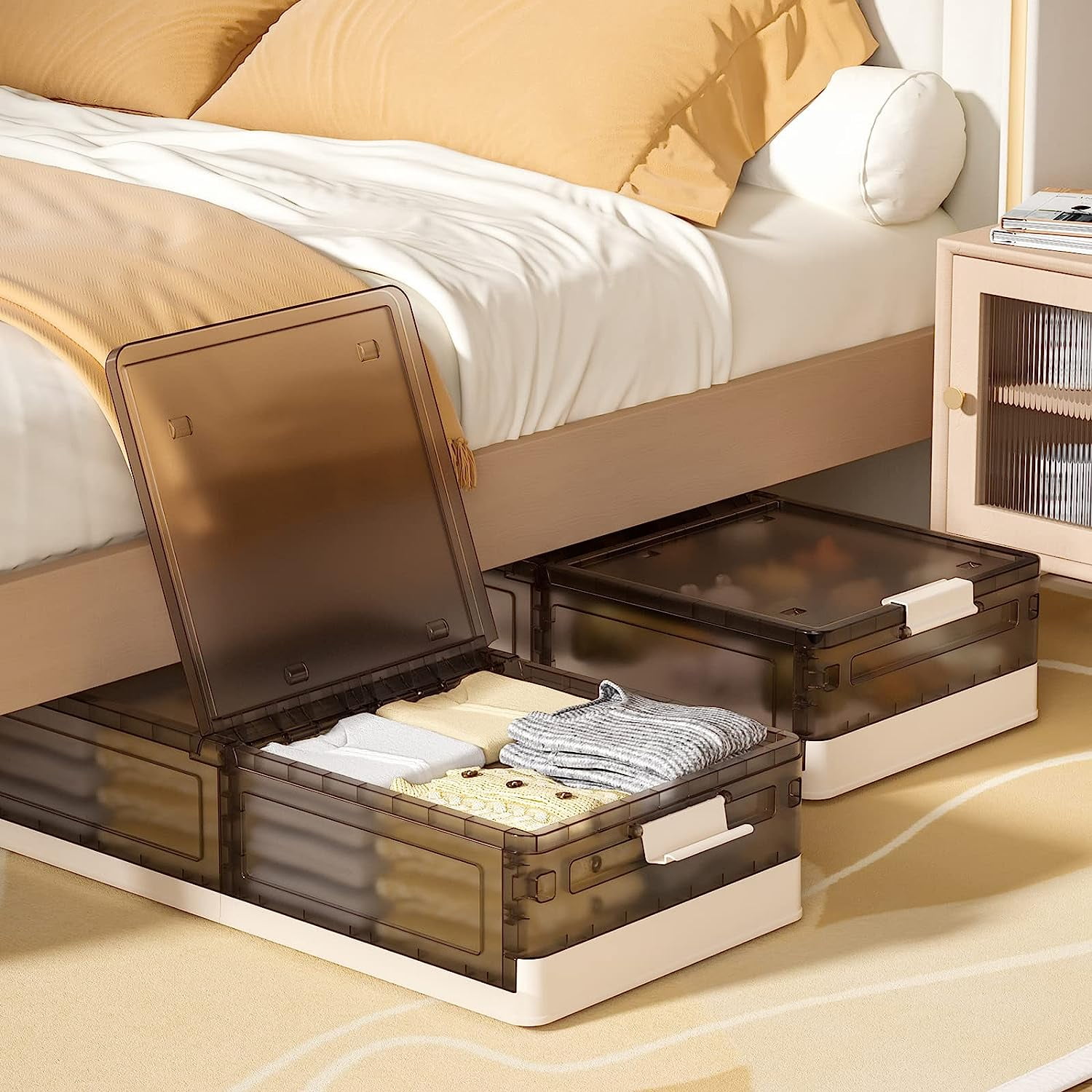 Under Bed Storage Containers, Stackable Under Bed Rolling Storage ...