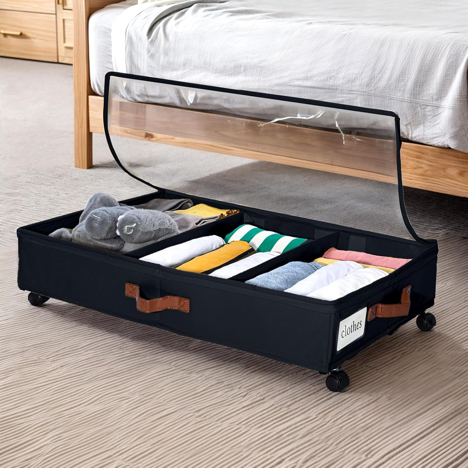Under Bed Storage Containers with Wheels, 6.7 inches Height Underbed ...