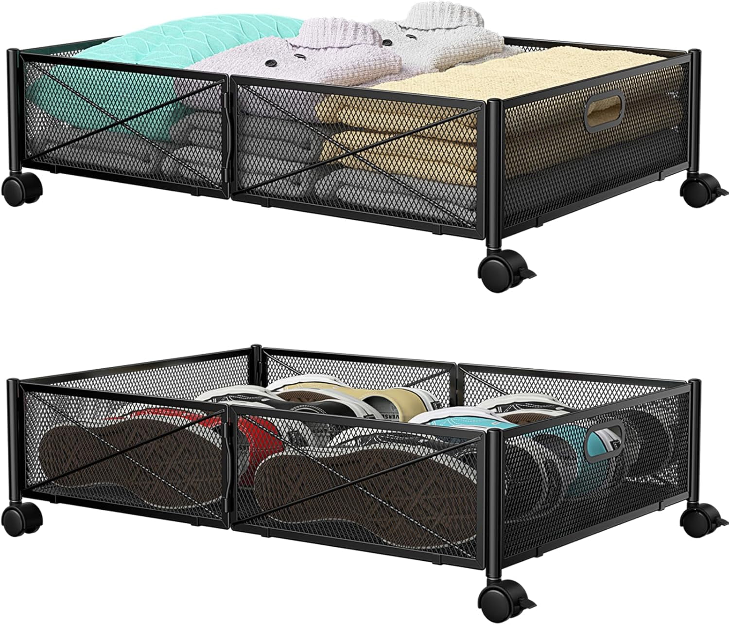 Under Bed Storage Containers with Wheels, Under Bed Shoe Storage ...