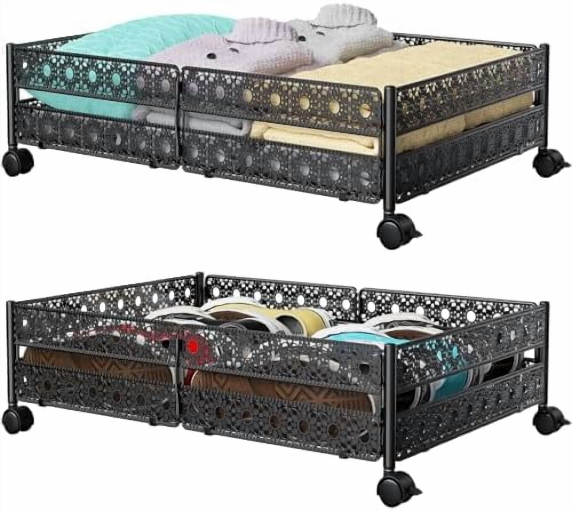 Under Bed Storage Containers with Wheels - Shoe Storage Organizer ...