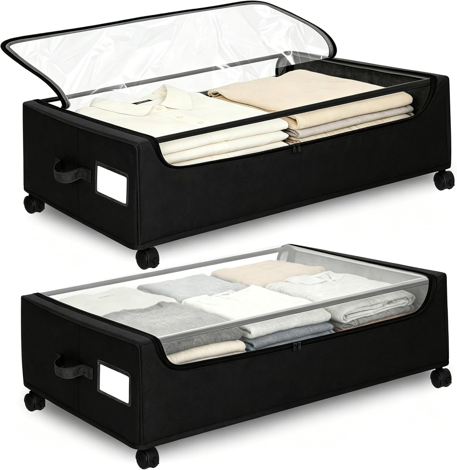 Under Bed Storage with Wheels, 2 Pack Under Bed Storage Containers, 10. ...
