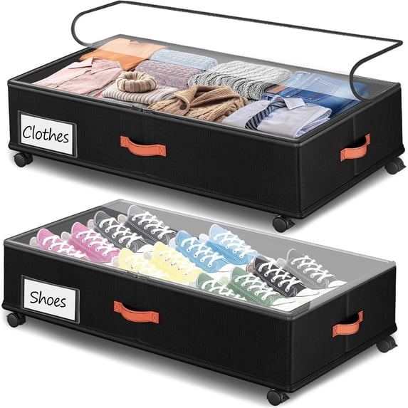 Under Bed Storage with Wheels 2-Pack, Under Bed Storage Containers 66L ...