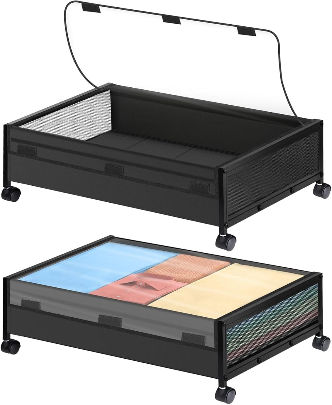 Under Bed Storage with Wheels - 2 Pack Under Bed Storage Containers ...