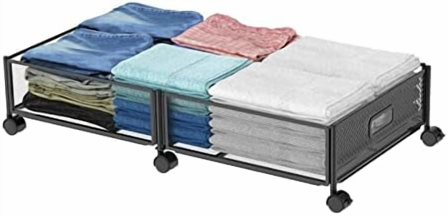 Under Bed Storage with Wheels, 31.5in / 35L Large Rolling Underbed ...