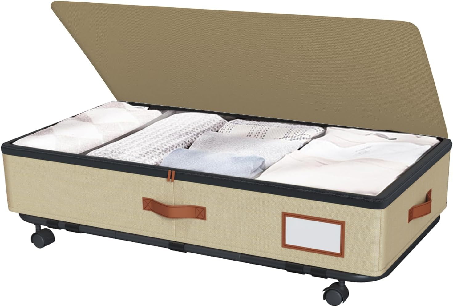 Under Bed Storage with Wheels, 50L Large Capacity Underbed Storage with ...