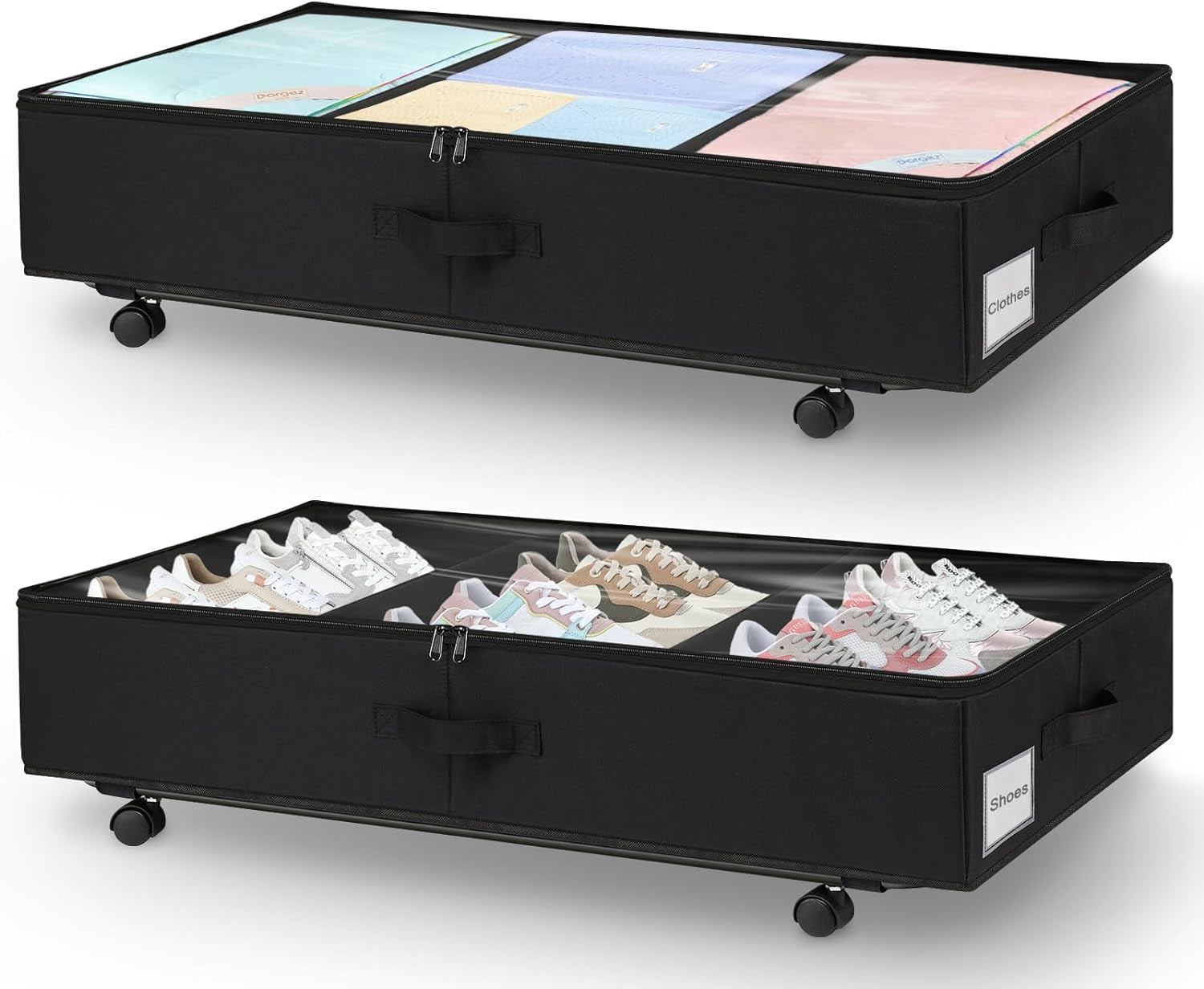 Under Bed Storage With Wheels & Adjustable Dividers, 31.5x17x7.9 inch ...
