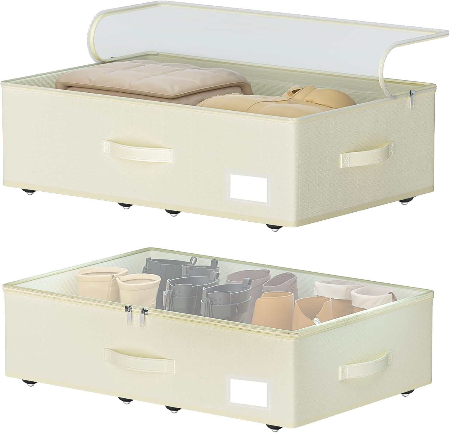 Under Bed Storage with Wheels, No Assemble Required 7.5 inches height ...
