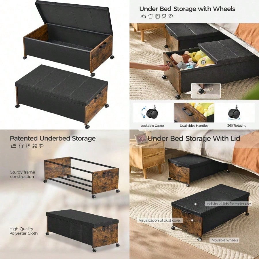 Under Bed Storage With Wheels Bigger Size Under Bed Drawers Heavy Duty ...