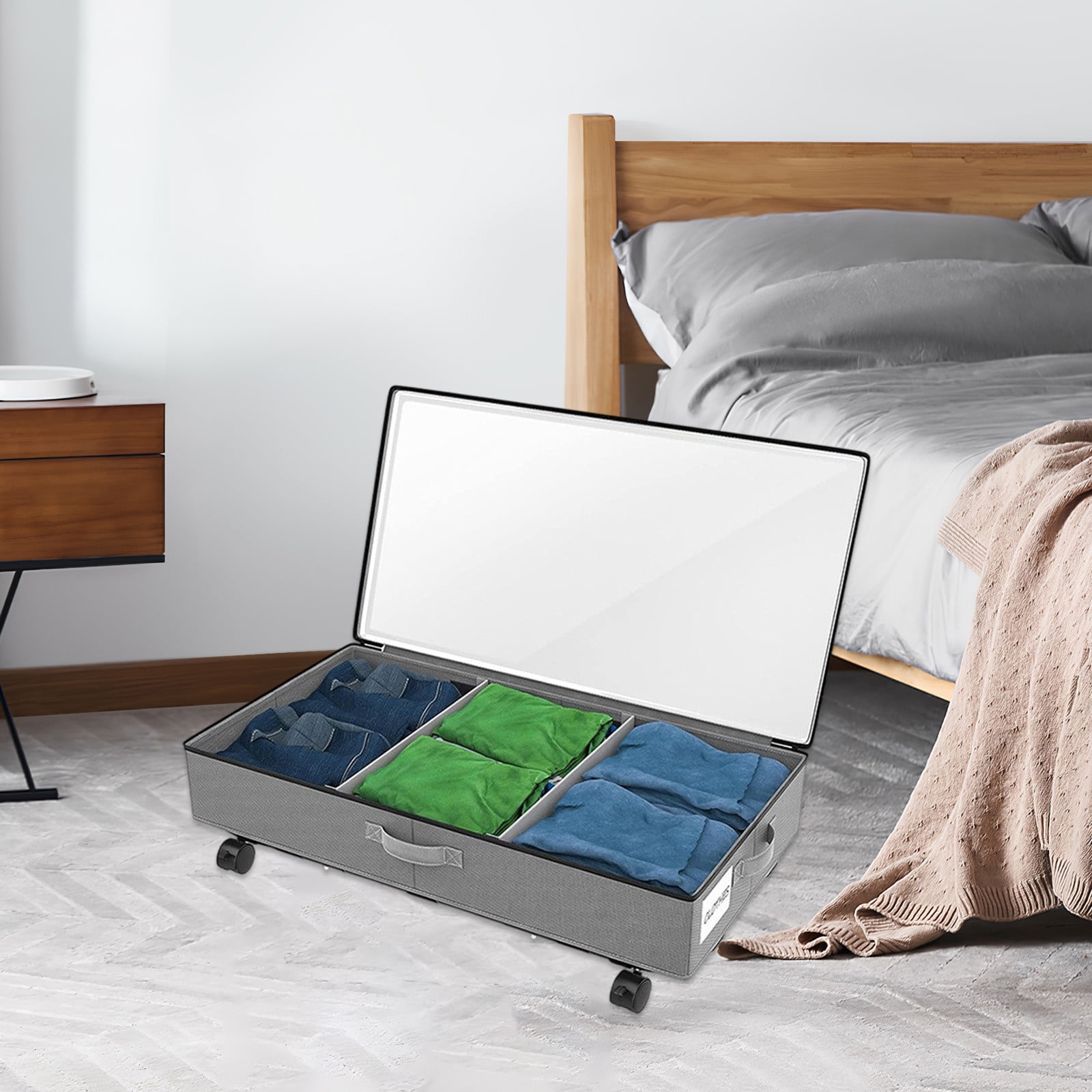 Under Bed Storage with Wheels,Large Capacity Thickened Oxfords Storage ...