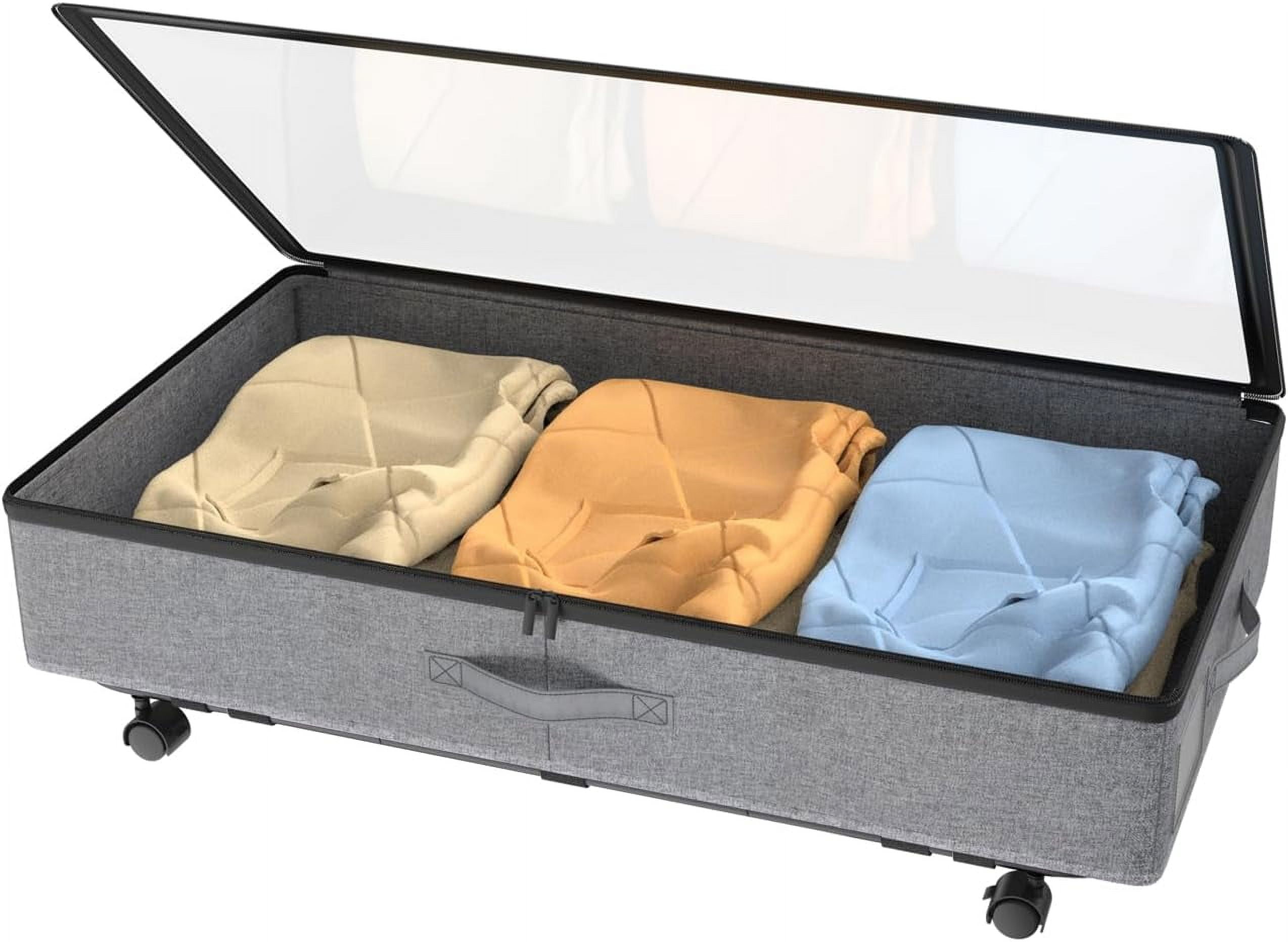 Under Bed Storage with Wheels and Lids,50L Capacity Under Bed Storage ...