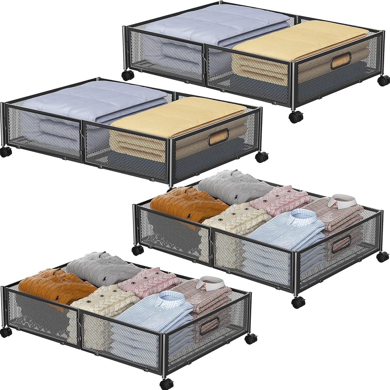 Under Bed Storage with Wheels, Metal Underbed Storage Containers ...