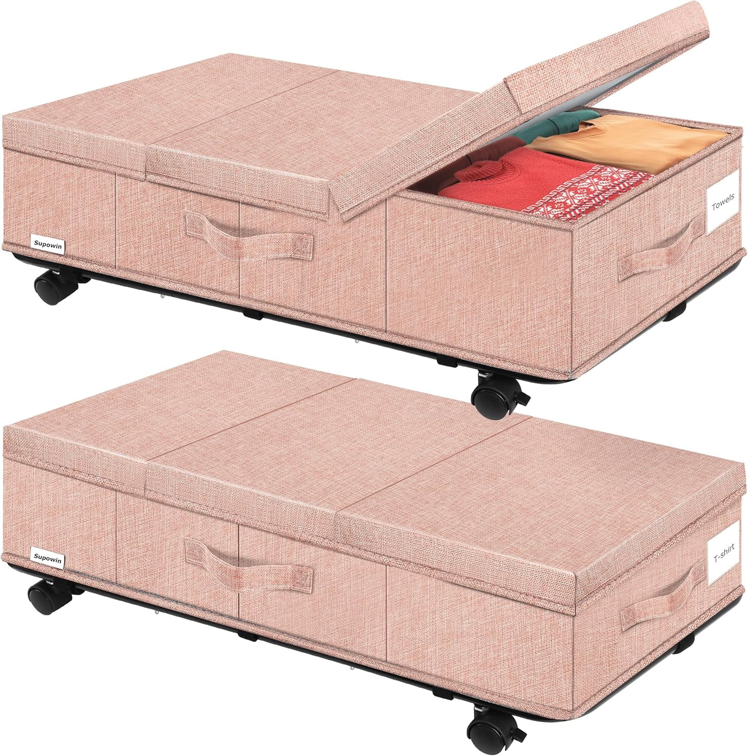 Under Bed Storage with Wheels, Rolling Underbed Storage Containers with ...