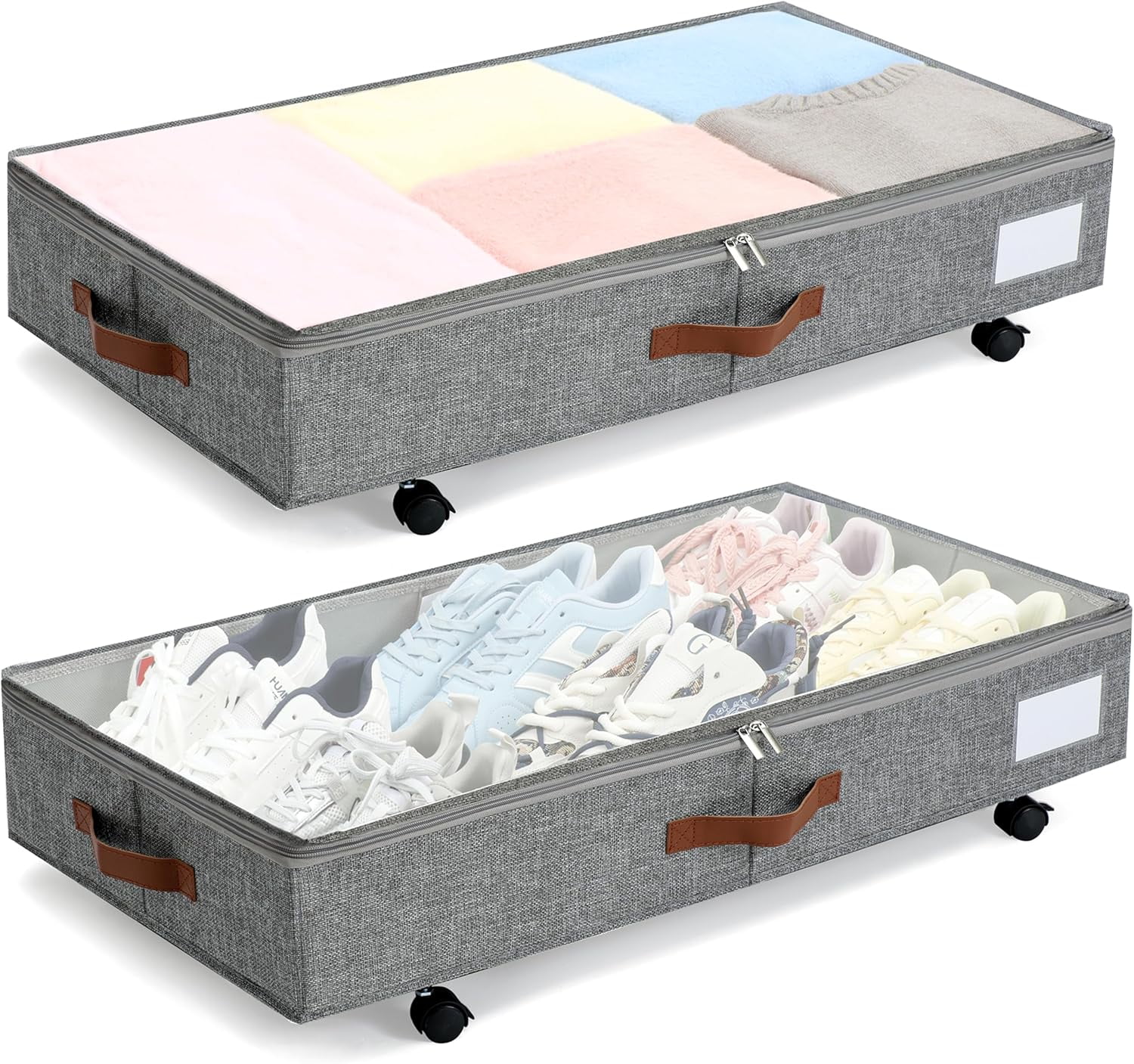 Under Bed Storage with Wheels Set of 2 Packs, Large Underbed Storage ...