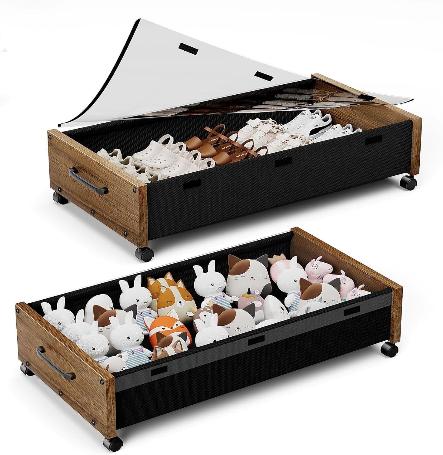 Under Bed Storage with Wheels, Underbed Shoe Storage Containers, Under ...