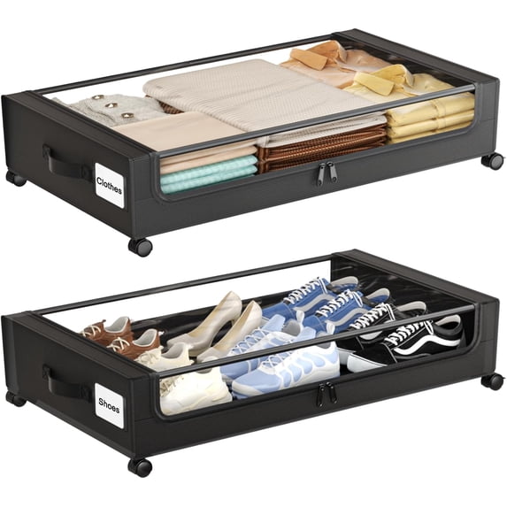 Under Bed Storage with Wheels,XXL 60L Under Bed Storage Containers with ...