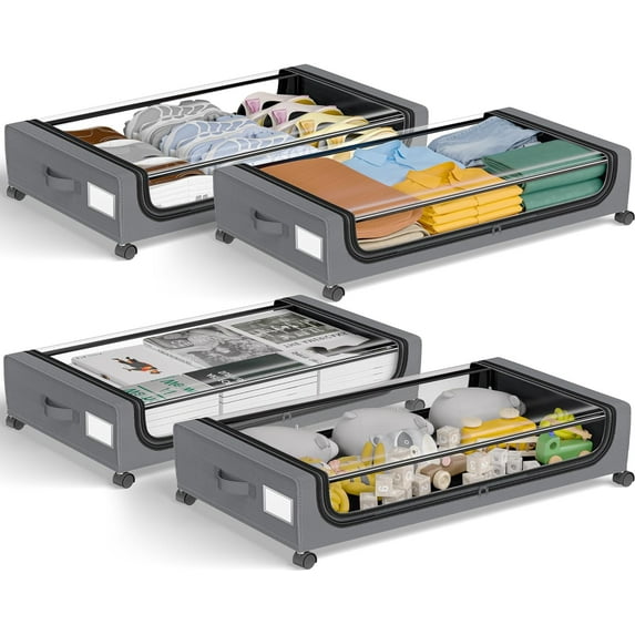 Under Bed Storage with Wheels: XXL Underbed Storage Containers with ...