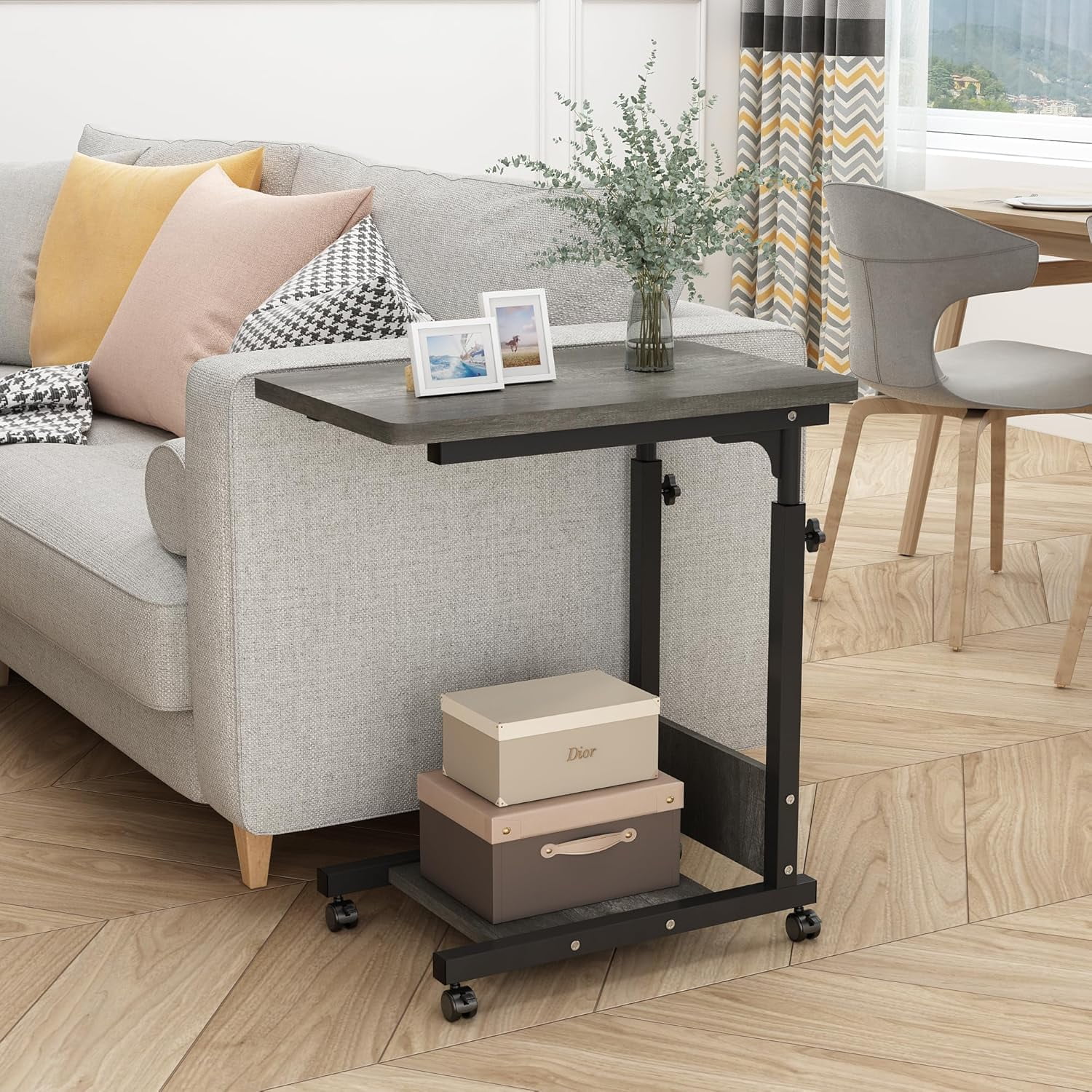 Bed Table Over Bed Table with Wheels Adjustable Height Sofa Side ...