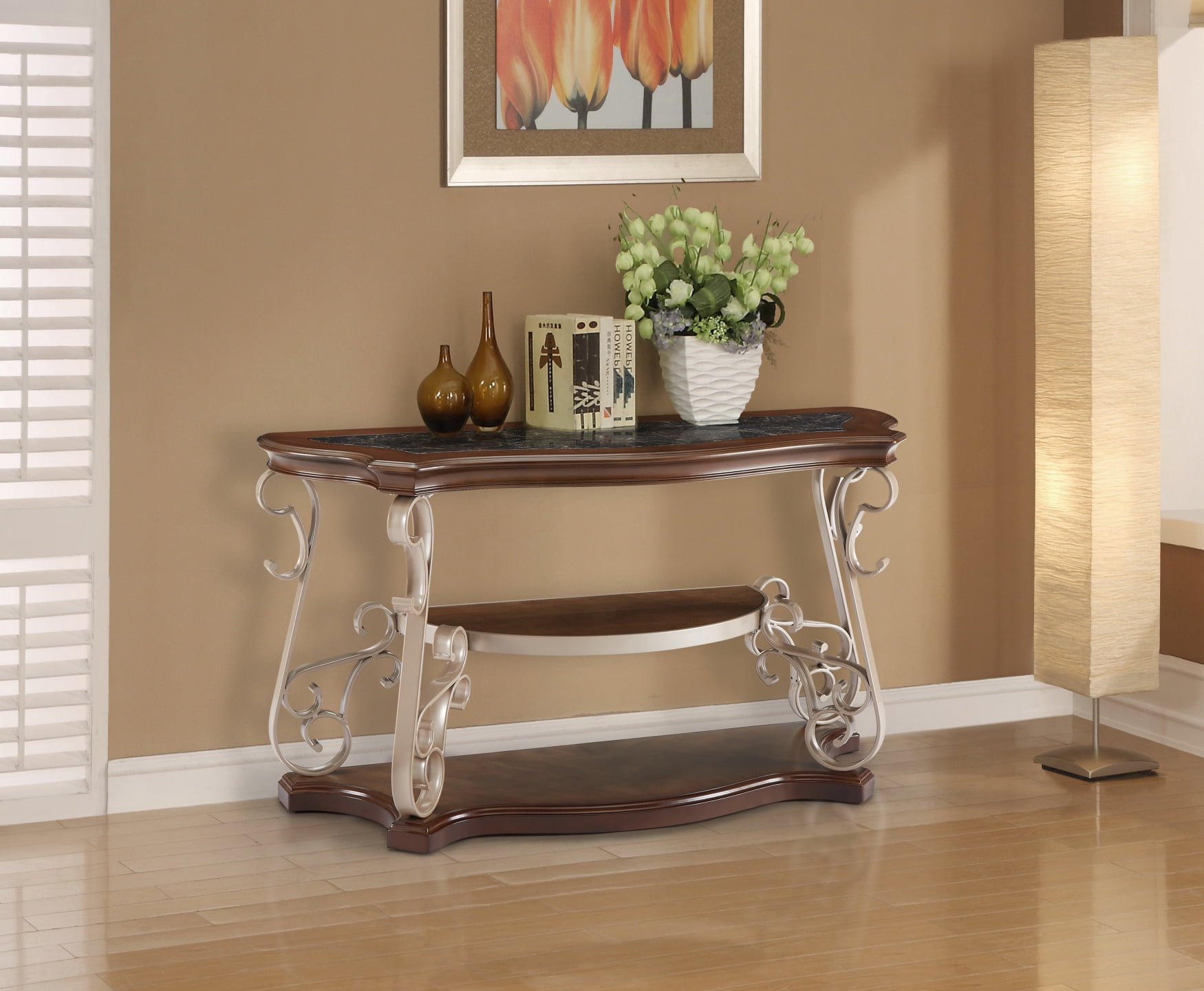 Bed Table with Birch Veneer Middle Shelf and Bottom, 2 Tier Coffee ...