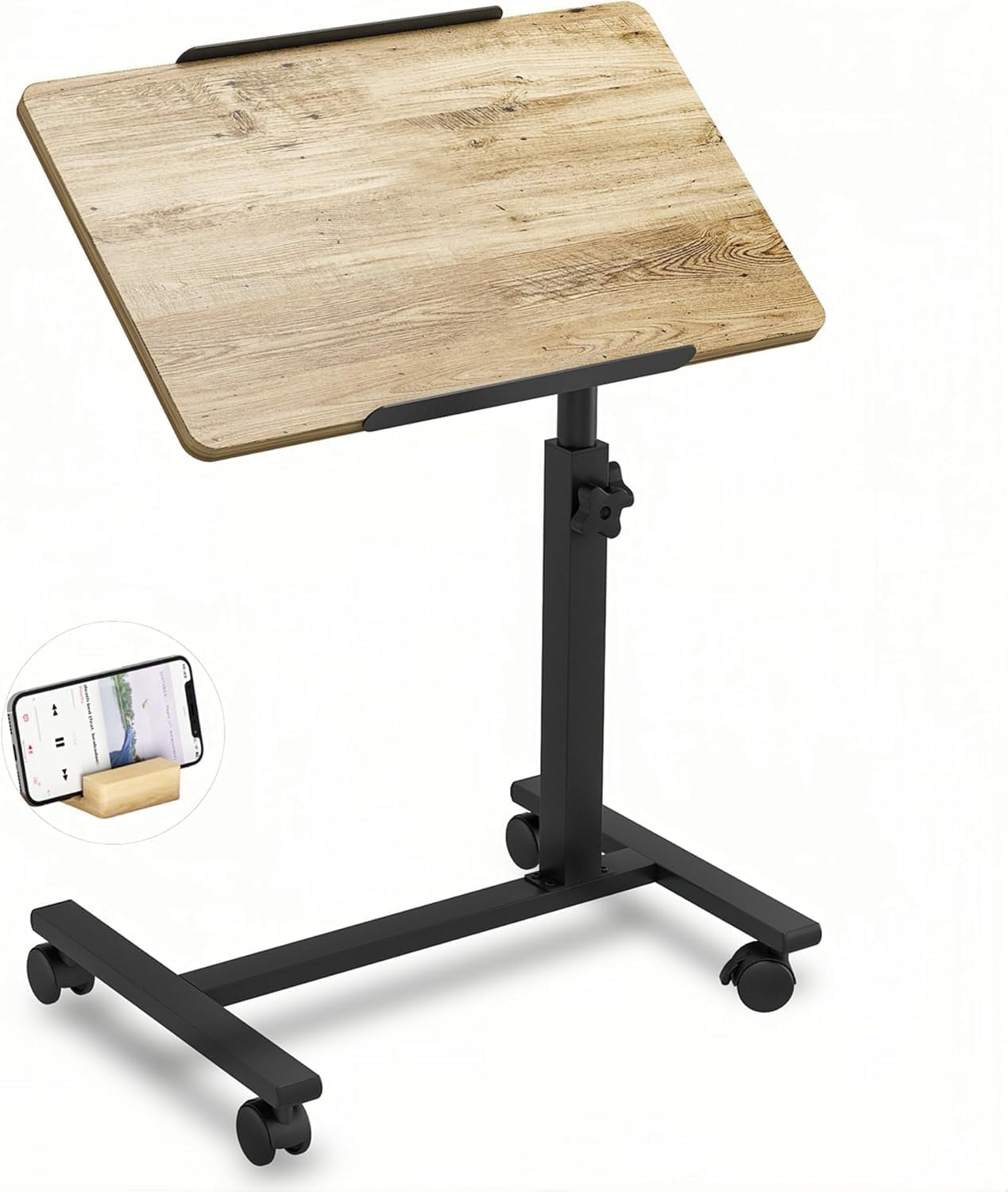 Bed Table with Wheels Adjustable Height Computer Workstation Tray Table ...