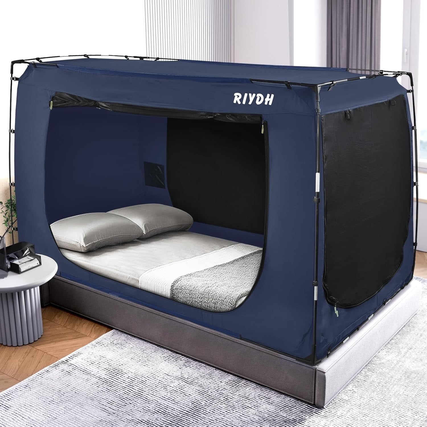 "RIYDH Bed Tent, Twin Size, 93% Blackout Privacy Tent with 3 Doors ...