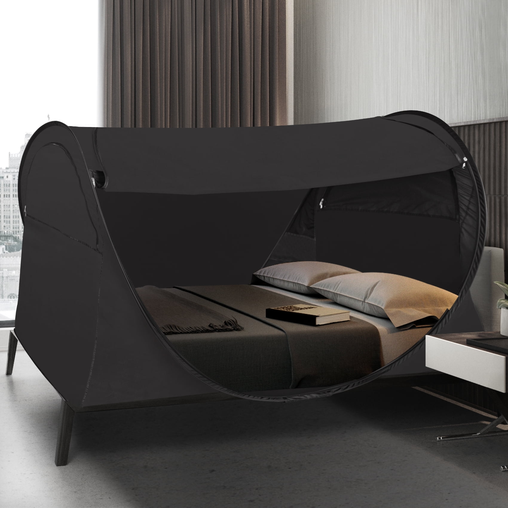 Full Size Bed Tent Canopy - Pop Up Privacy Sleeping Tent with 2 Doors ...