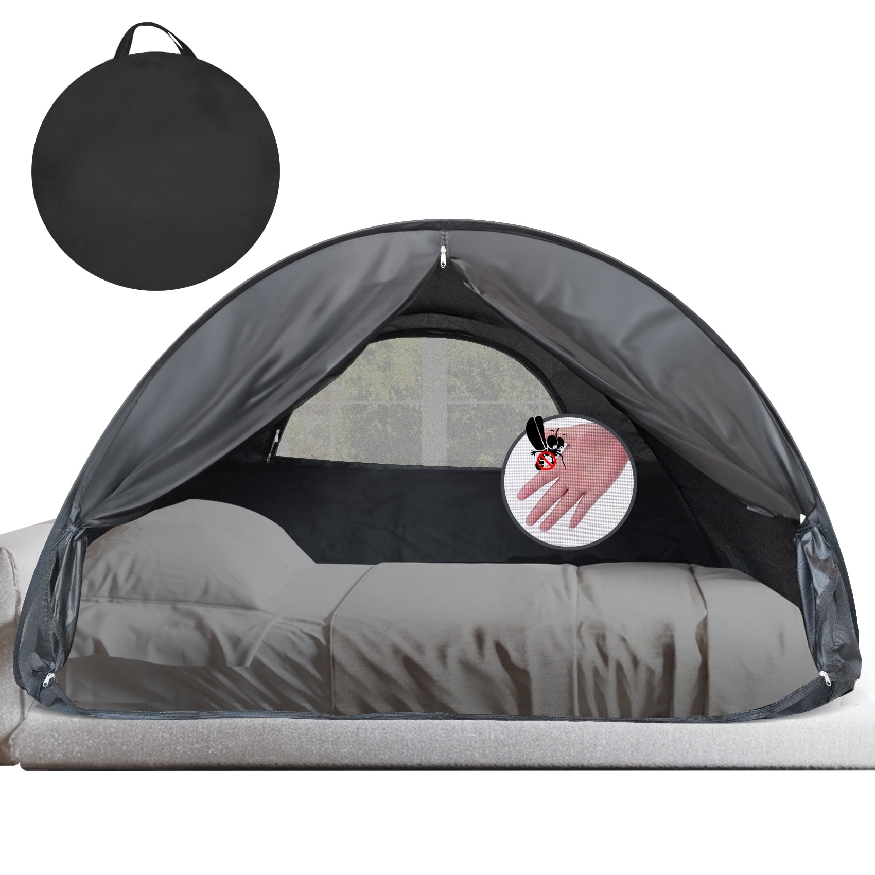 Bed Tent Twin Size, Eighteentek Pop-Up Sleep Canopy Privacy Light ...