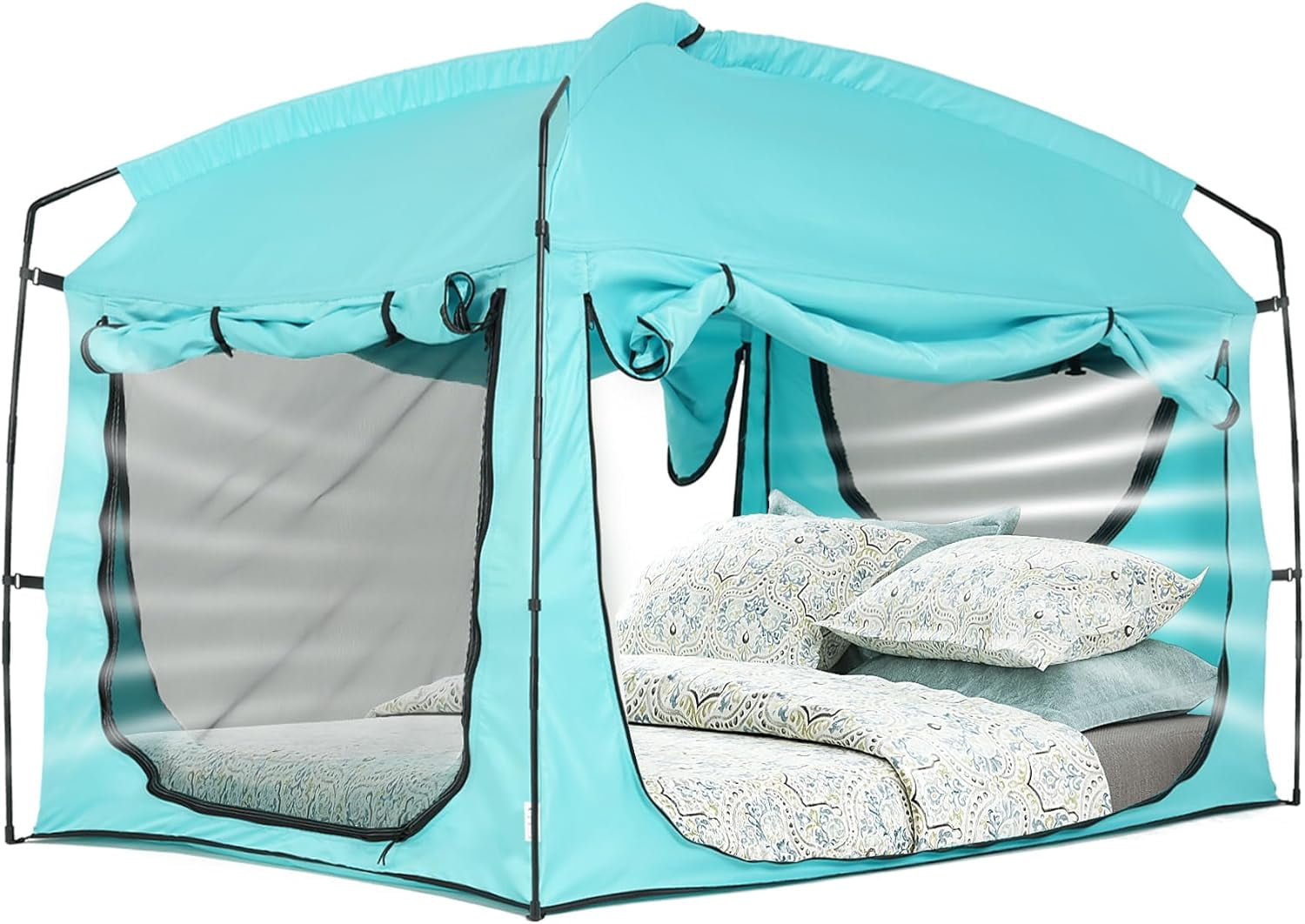 Bed Tent with Blackout 90% Drapes and Breathable Mesh Windows, Full ...