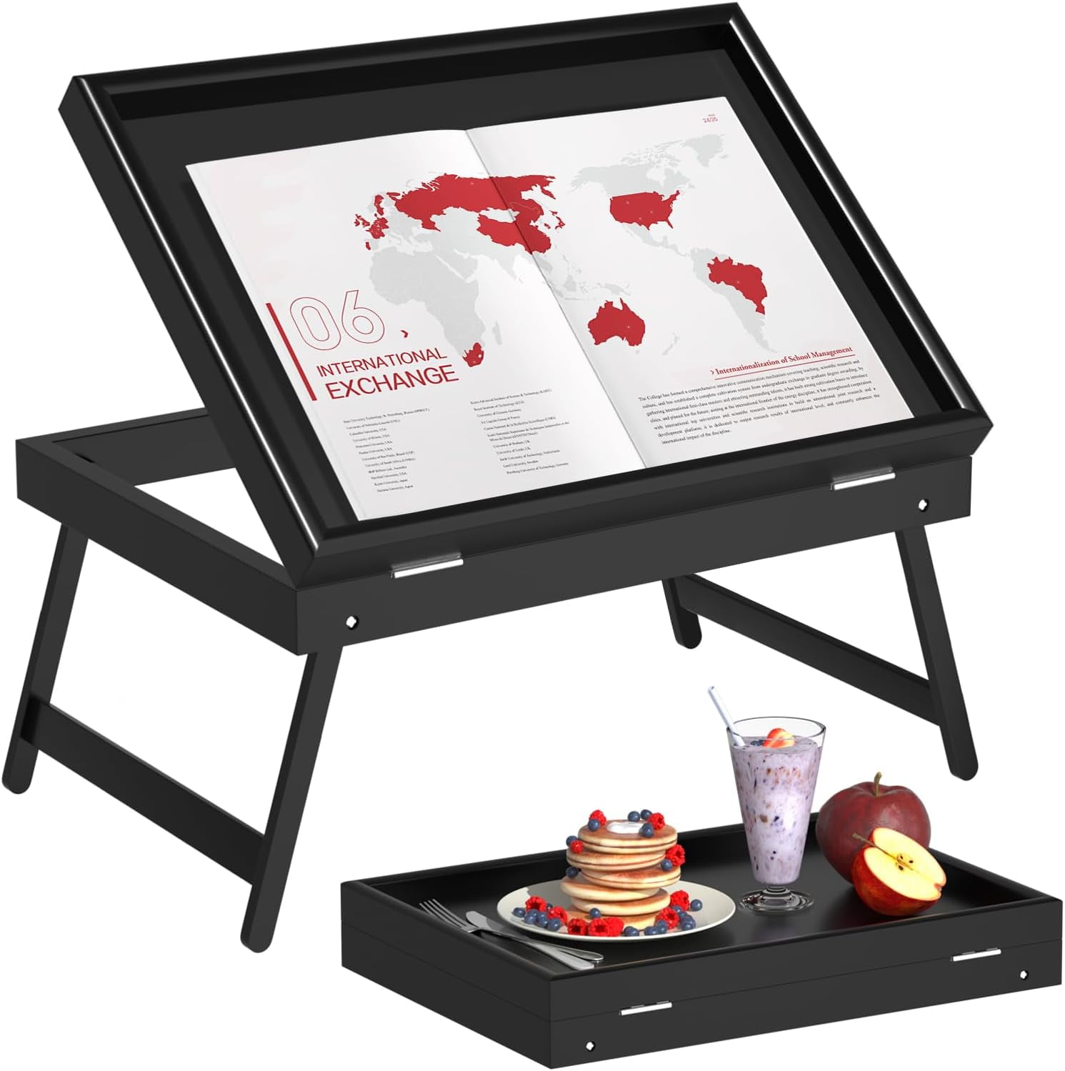 Bed Tray Table Breakfast Food Tray with Folding Legs Serving Tray for ...