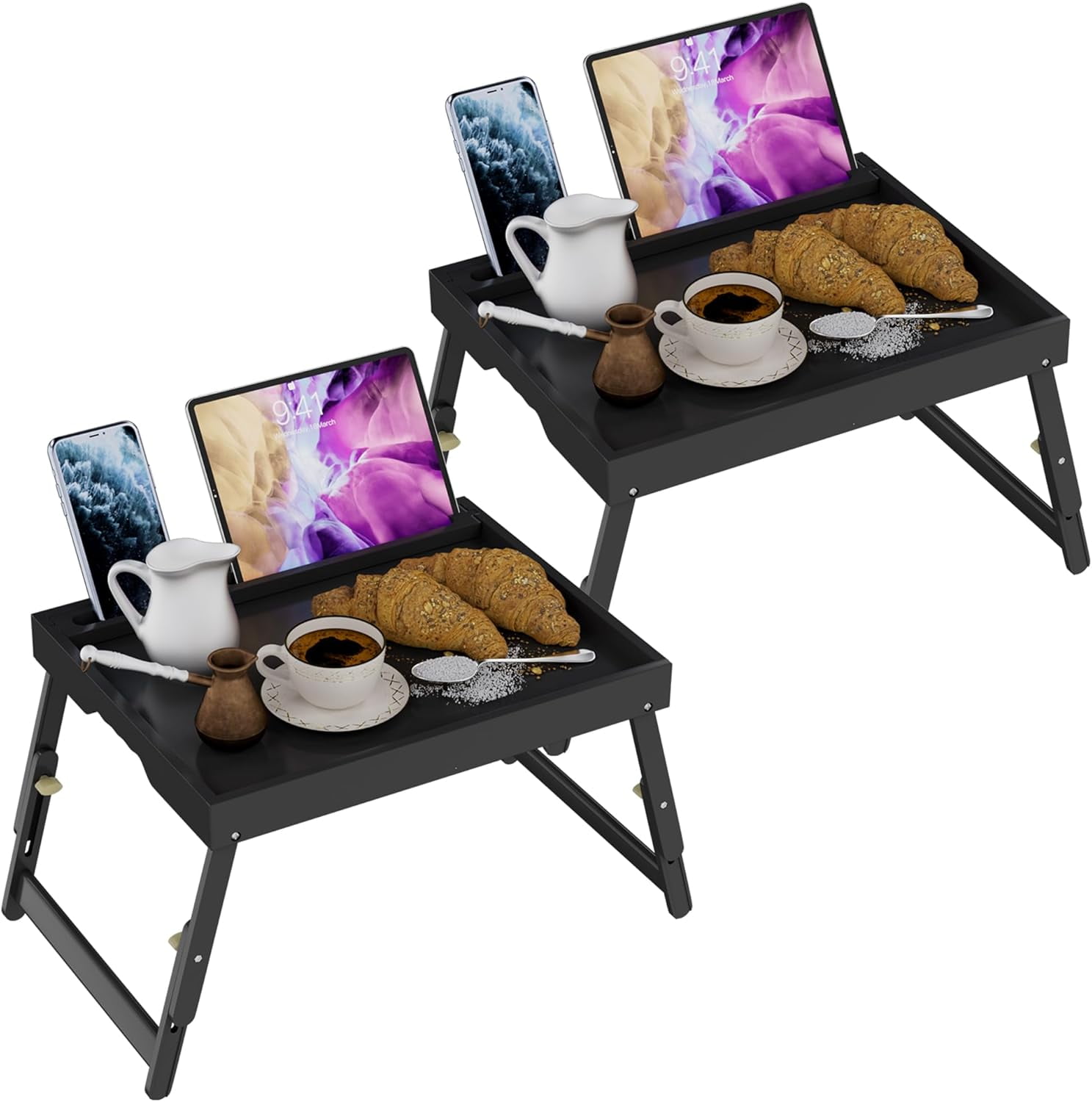 Bed Tray Table for Eating and Laptops, Adjustable Breakfast Tray with ...