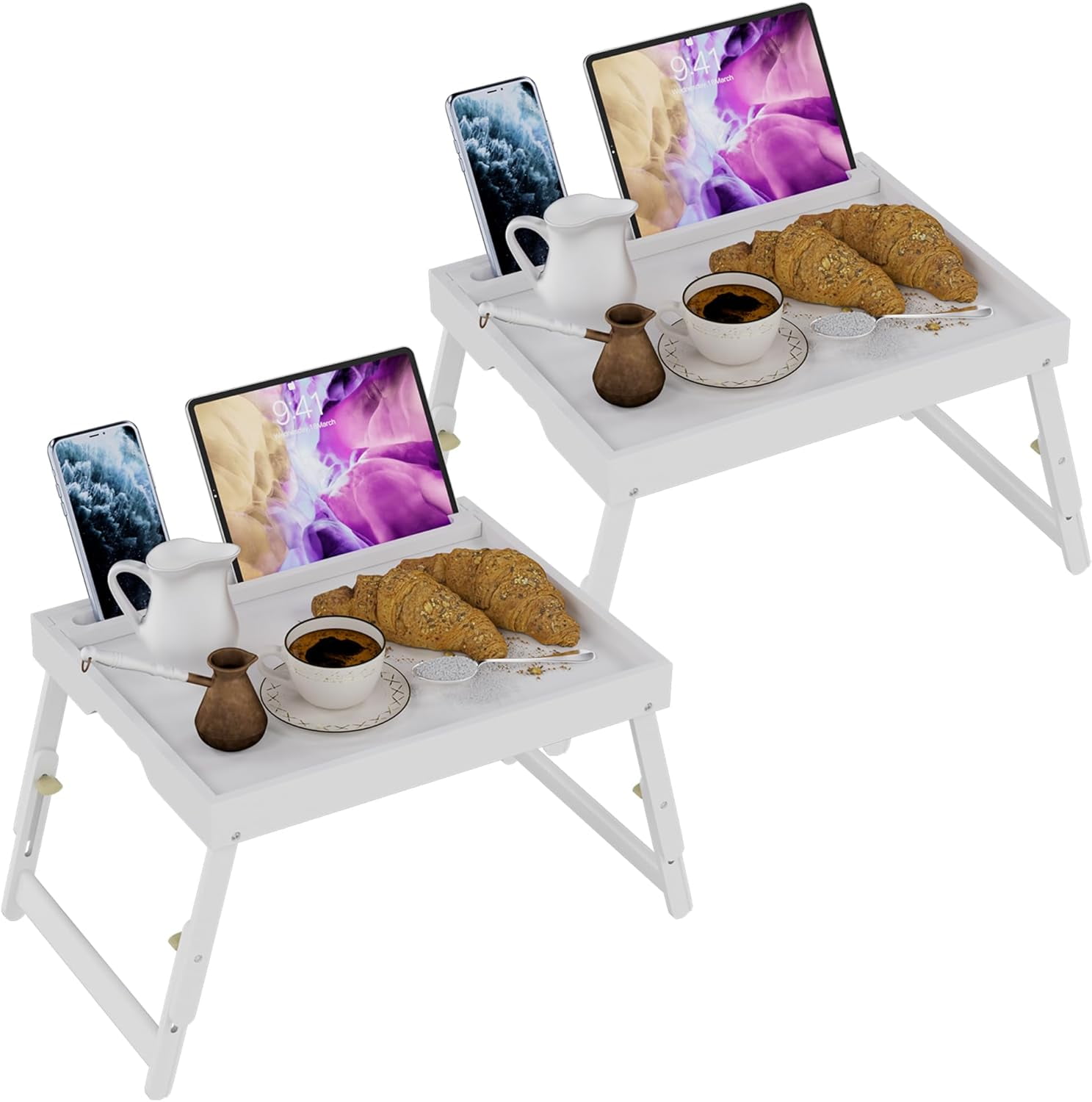 Bed Tray Table for Eating and Laptops, Adjustable Breakfast Tray with ...