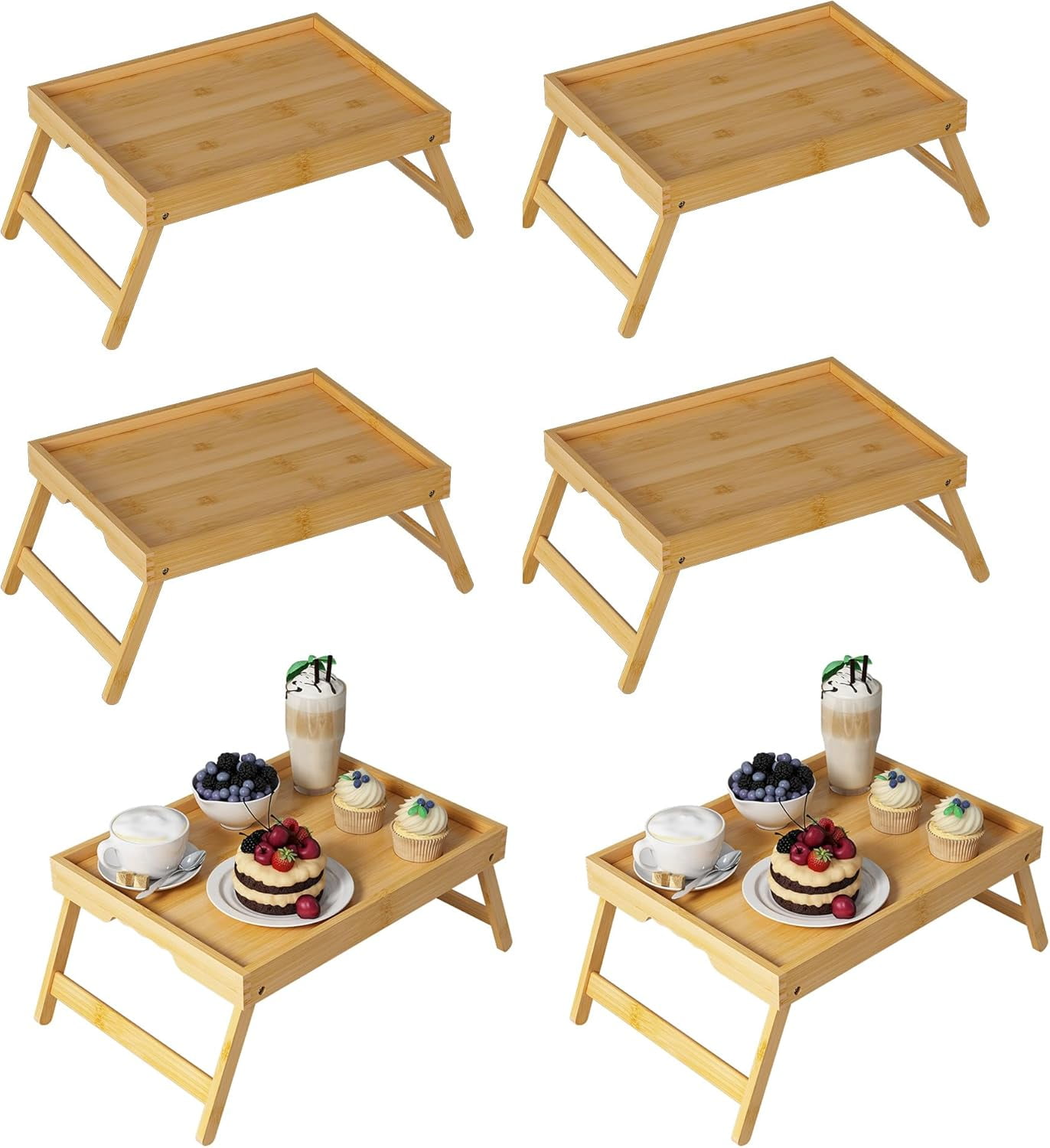 Bed Tray Table with Folding Legs, Bamboo Breakfast in Bed for Kitchen ...
