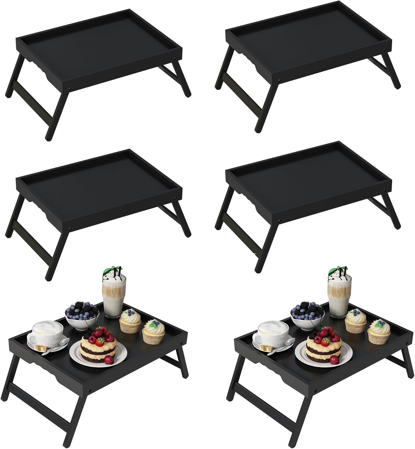 Bed Tray Table with Folding Legs, Bamboo Breakfast in Bed for Kitchen ...