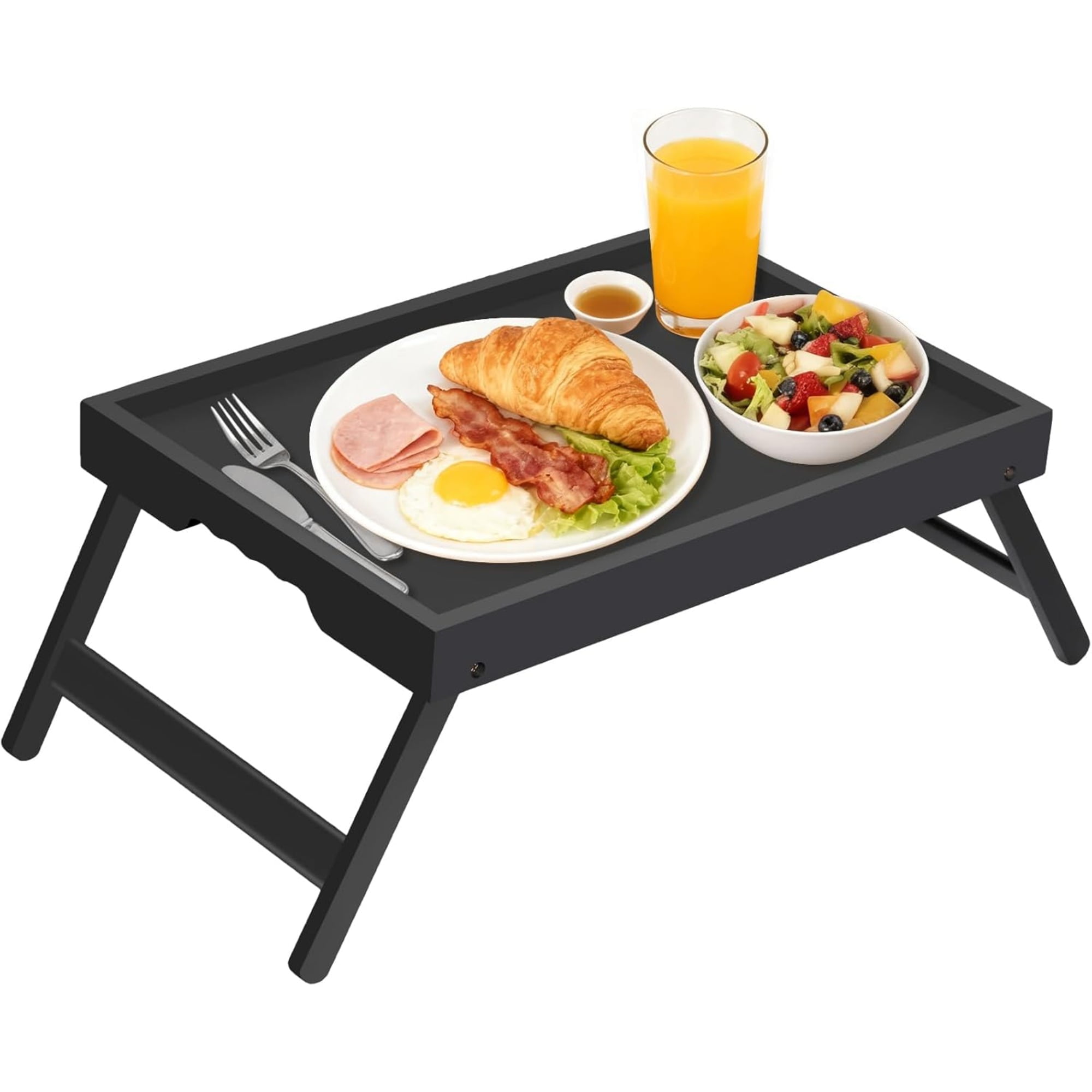 Bed Tray Table with Folding Legs, Bamboo Breakfast in Bed for TV Table ...