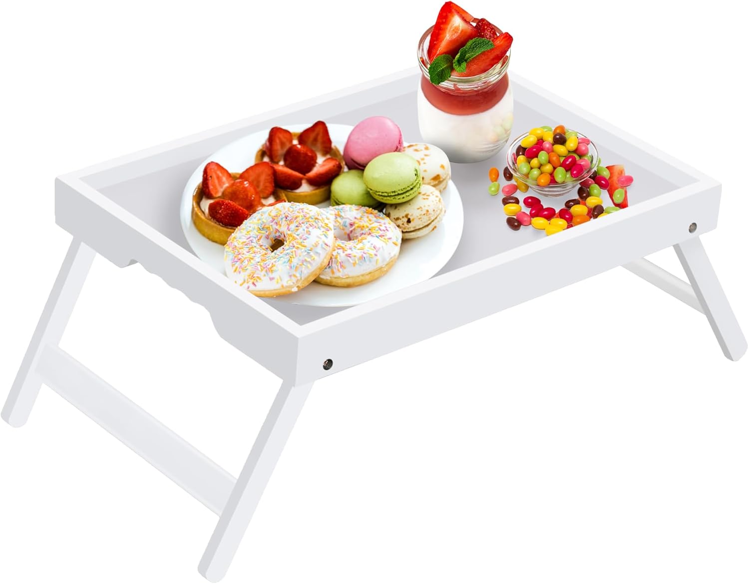Bed Tray Table with Folding Legs,Bamboo Breakfast in Bed for TV Table ...