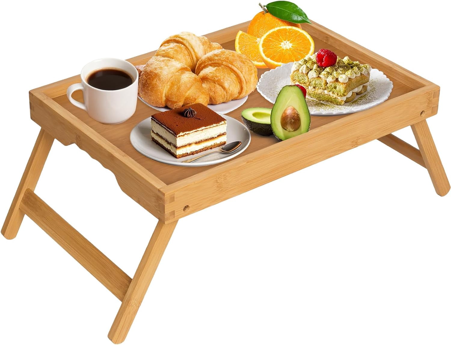 Bed Tray Table with Folding Legs,Bamboo Breakfast in Bed for TV Table ...