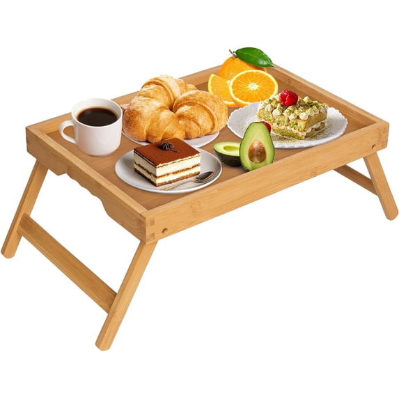 Bed Tray Table with Folding Legs,Bamboo Breakfast in Bed for TV Table ...