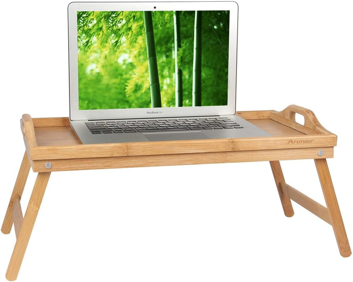 Bed Tray Table with Folding Legs,Serving Breakfast in Bed or Use As a ...