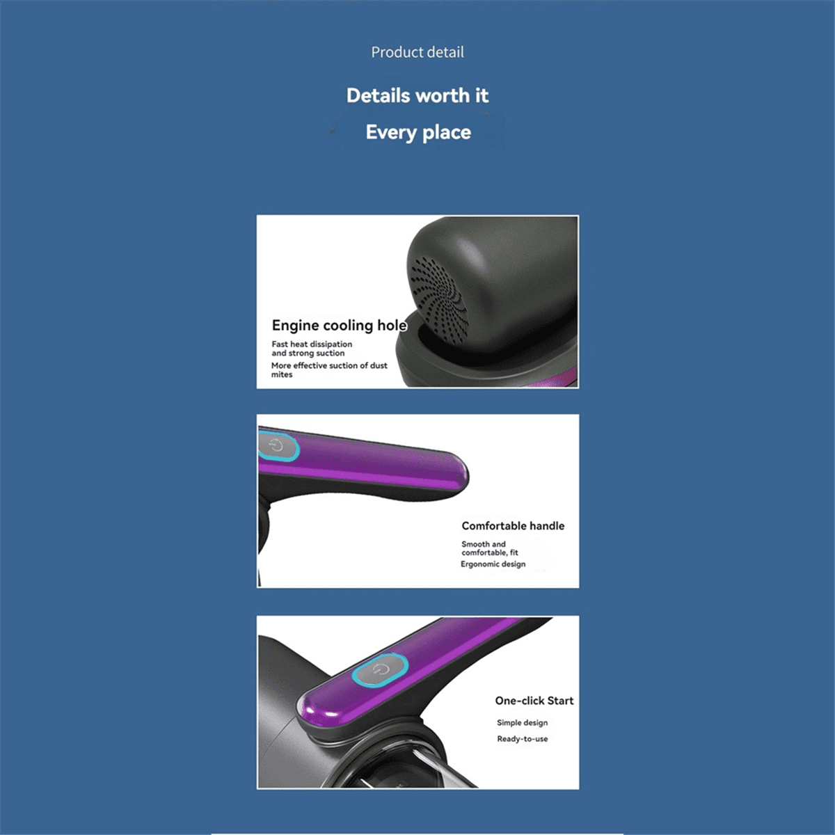 Bed Vacuum Cleaner UV Mattress Mite Handheld Cordless Vacuum Mattress 7 ...